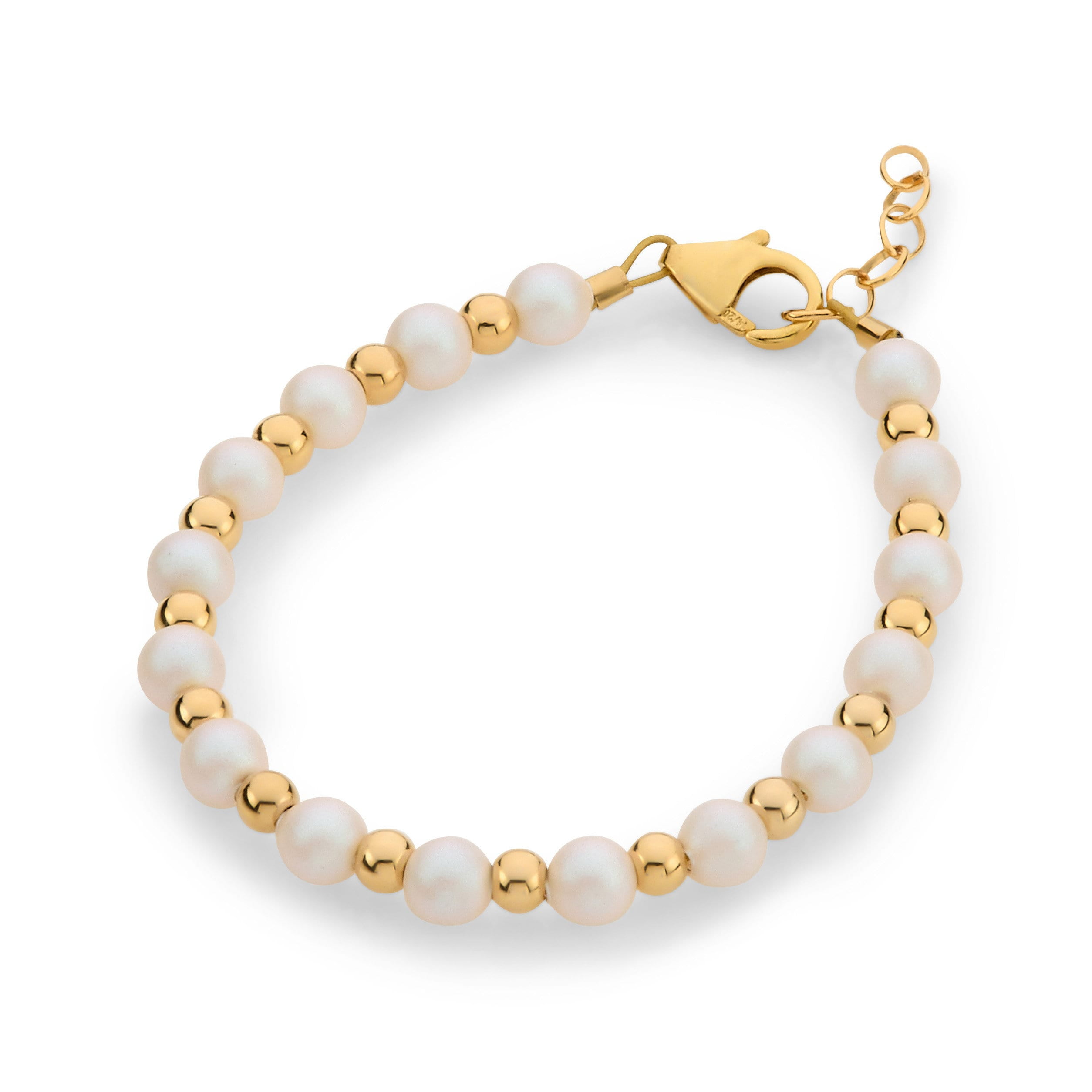 Classy Child/Baby Bracelet With Austrian Iridescent White Pearls, 14kt ...