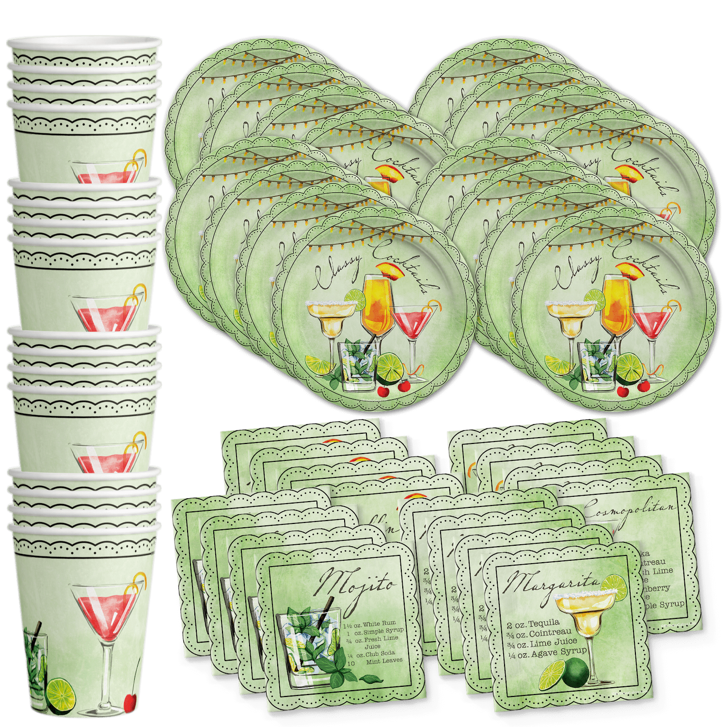 Classy Cocktails Party Supplies Set - Happy Hour Plates and Napkins ...