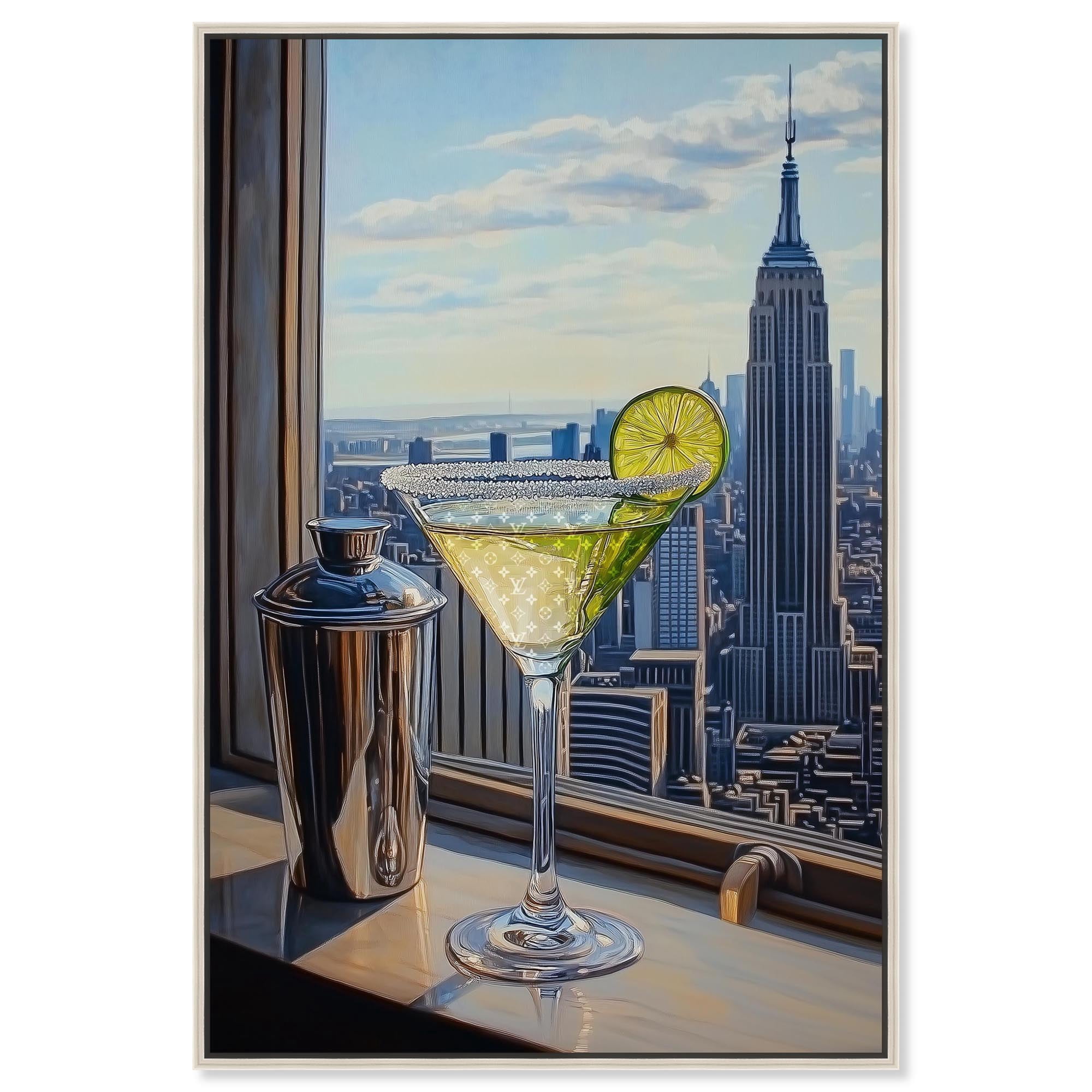 Classy Drink in NYC Canvas Bar Cart Art by Art Remedy, Silver Frame, 16 ...