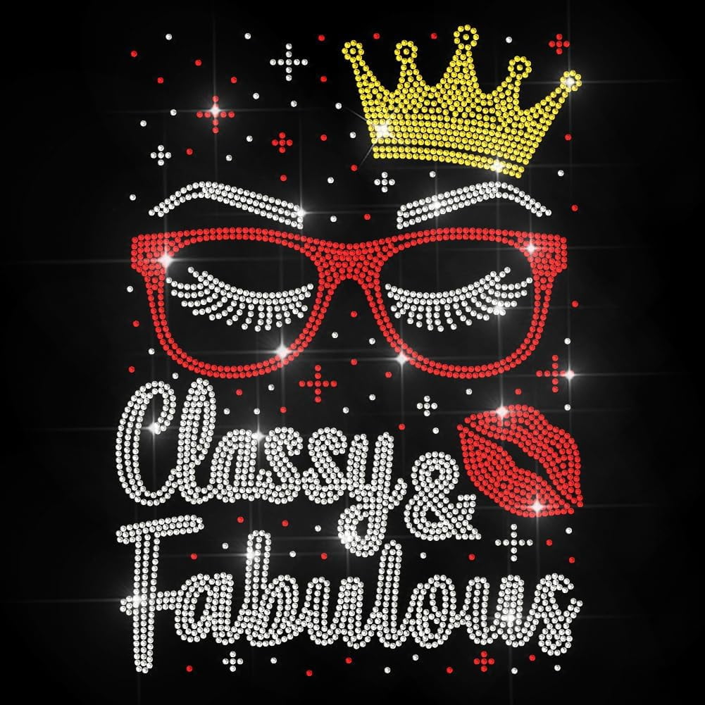 Classy Fabulous Rhinestone Iron on Decal Eyelash Eyeglass Hotfix ...