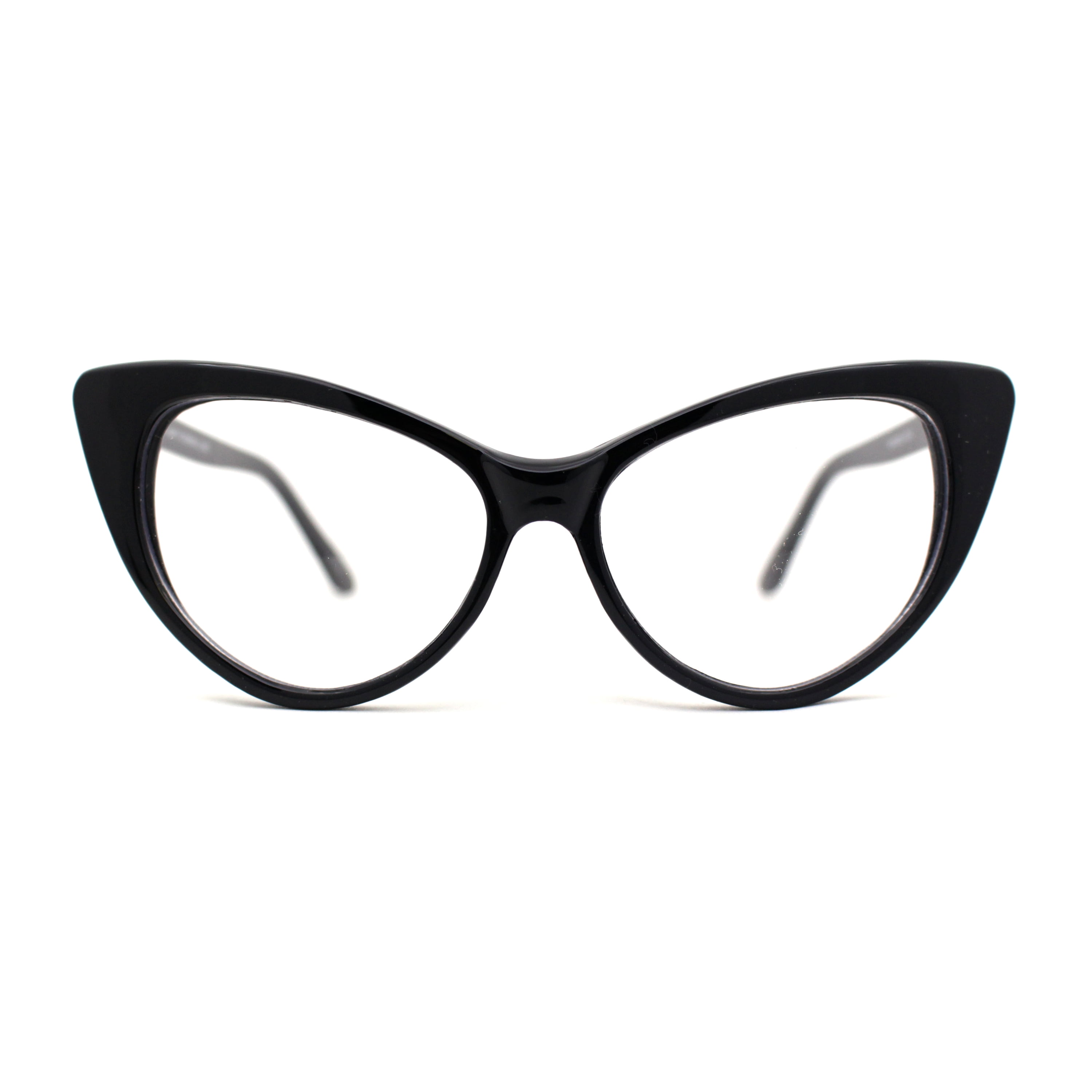 Classy Iconic Gothic Cat Eye Clear Lens Plastic Eye Glasses Black ...
