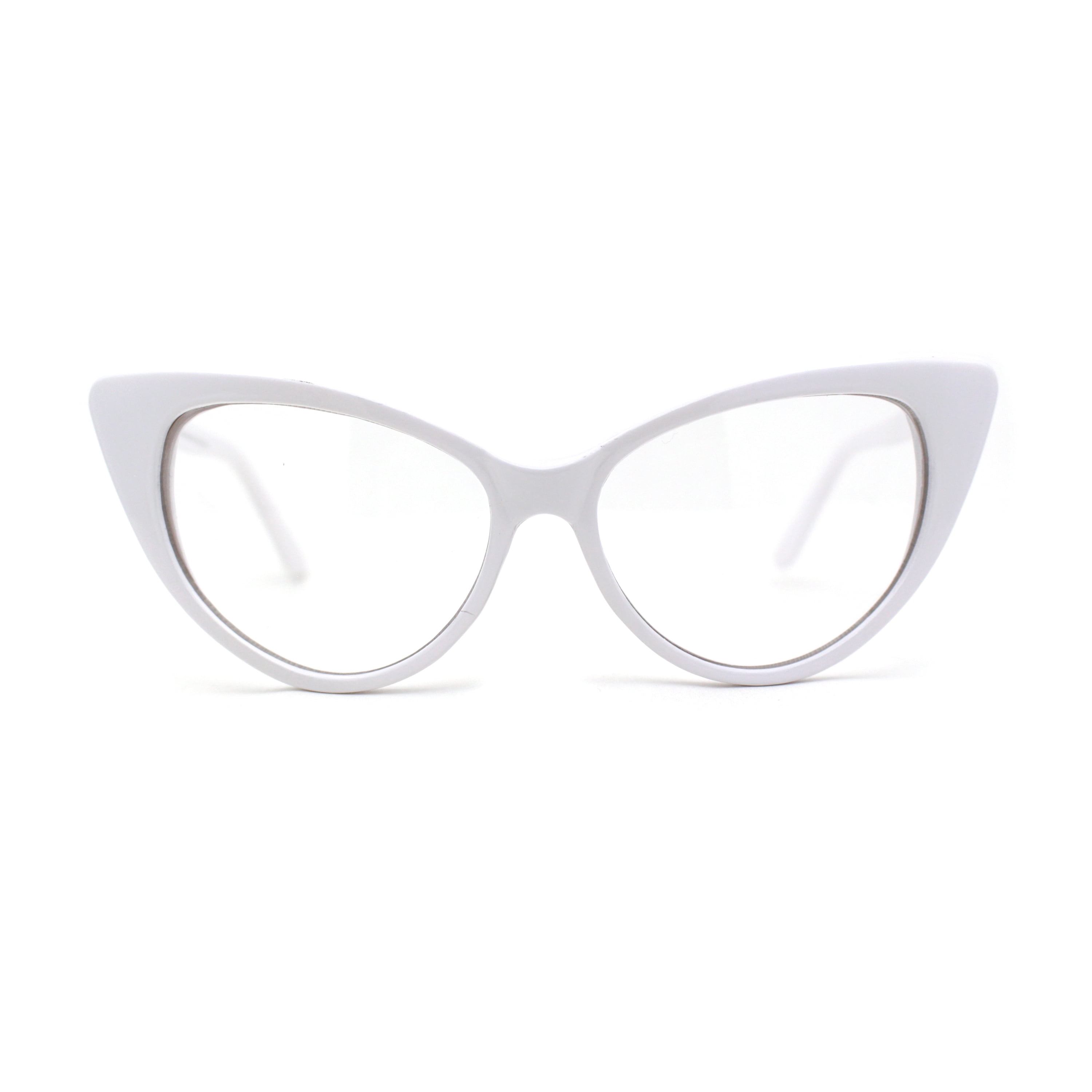 Classy Iconic Gothic Cat Eye Clear Lens Plastic Eye Glasses White ...