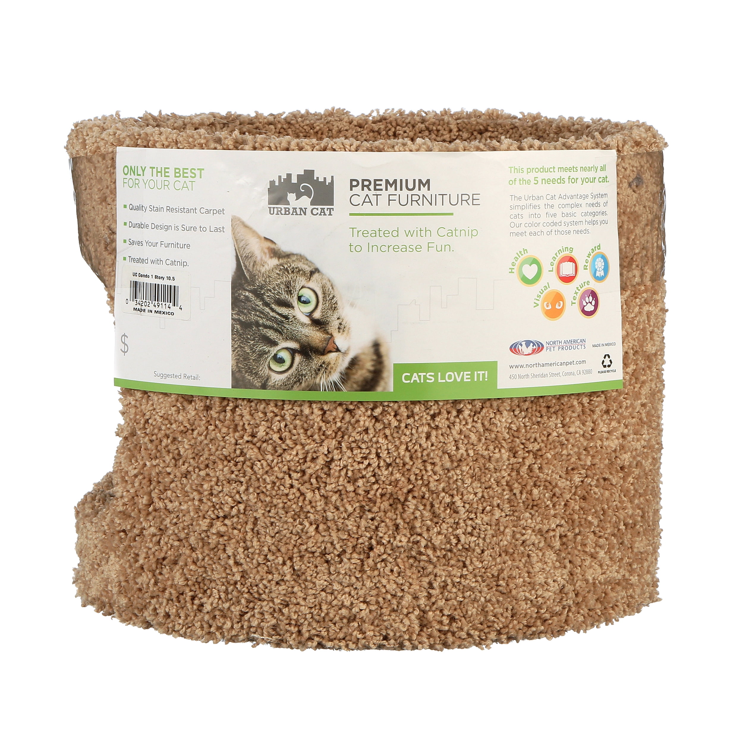 Classy Kitty Carpeted 1-Level 10.5" Cat Tree with Scratching Post ...