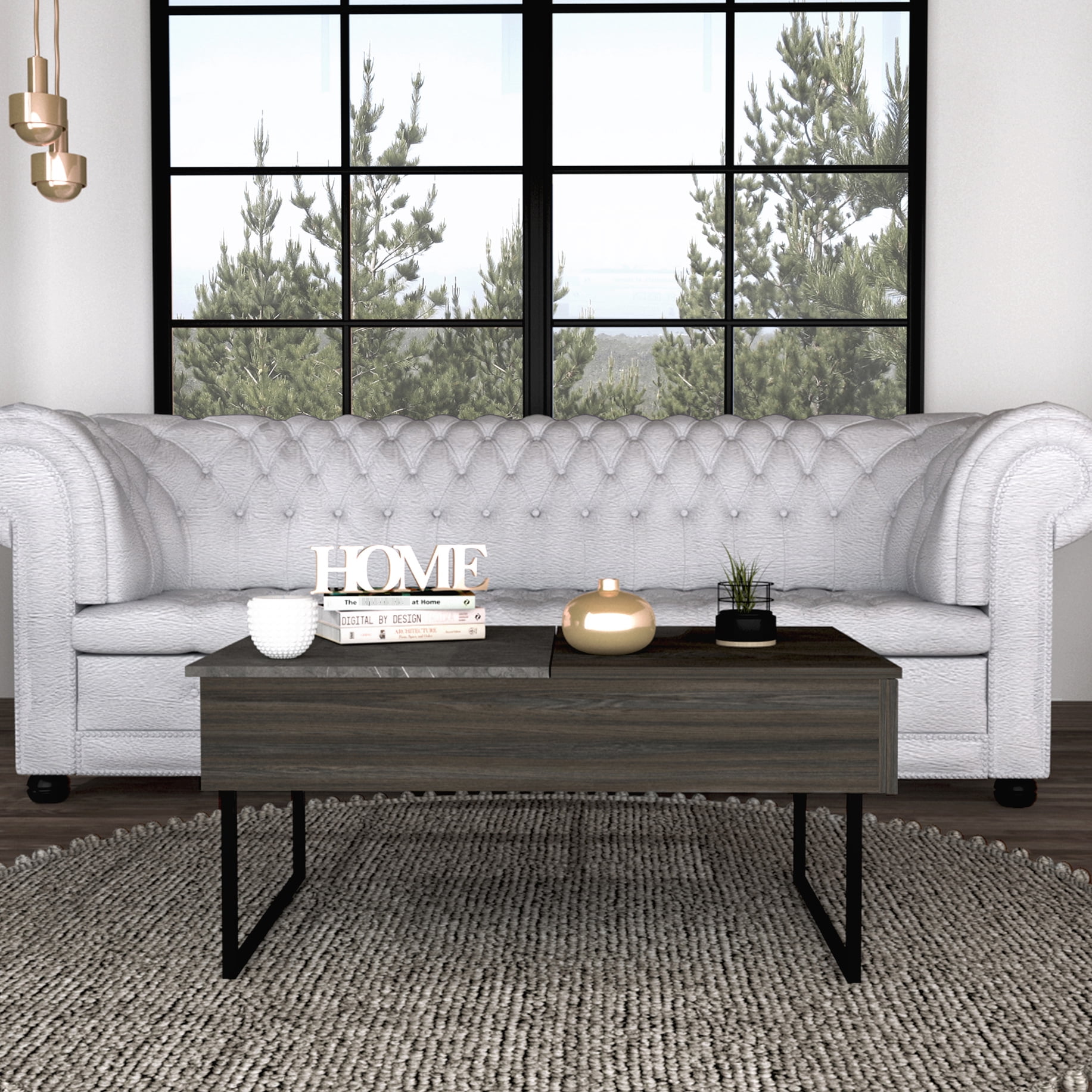 Classy Lift Top Coffee Table With Hidden Storage, Ample Desk Surface ...
