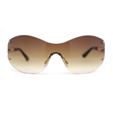 Women's Luxury Designer Sunglasses - Elegant Rimless Shield Wrap Style ...