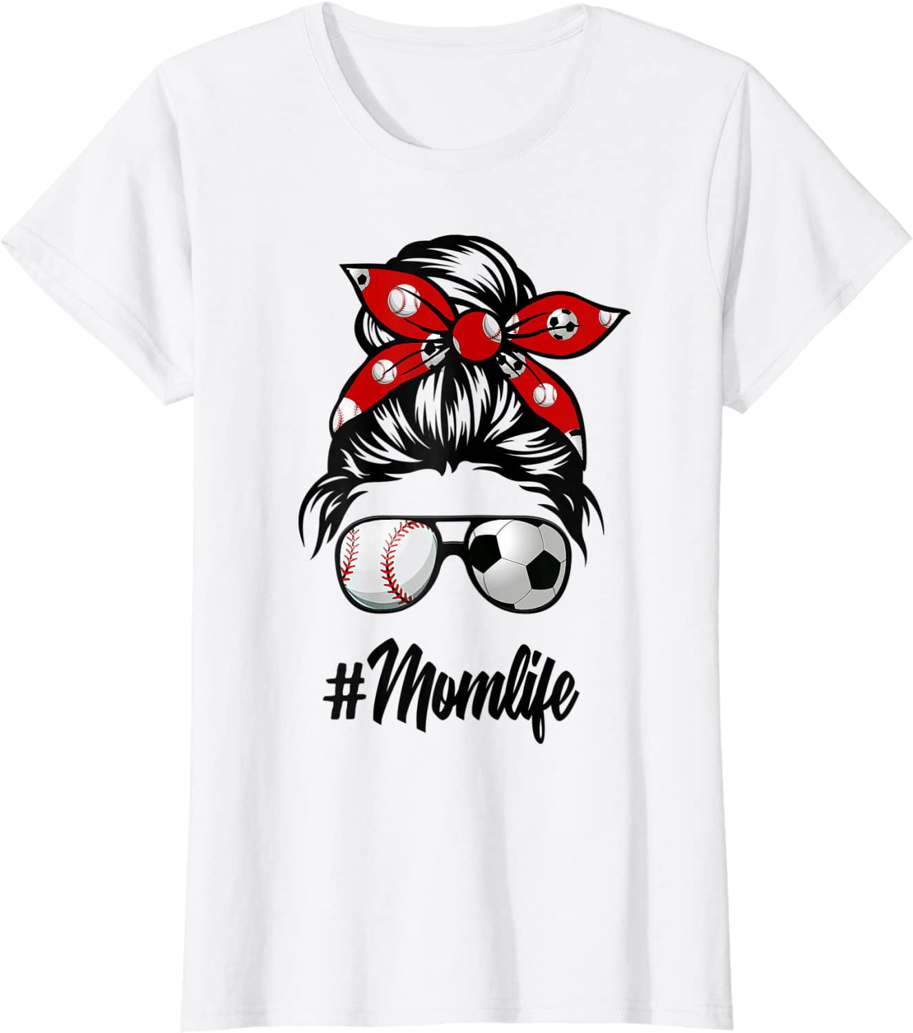Classy Mom Life Soccer Messy Bun Baseball For Mothers Day T-Shirt ...
