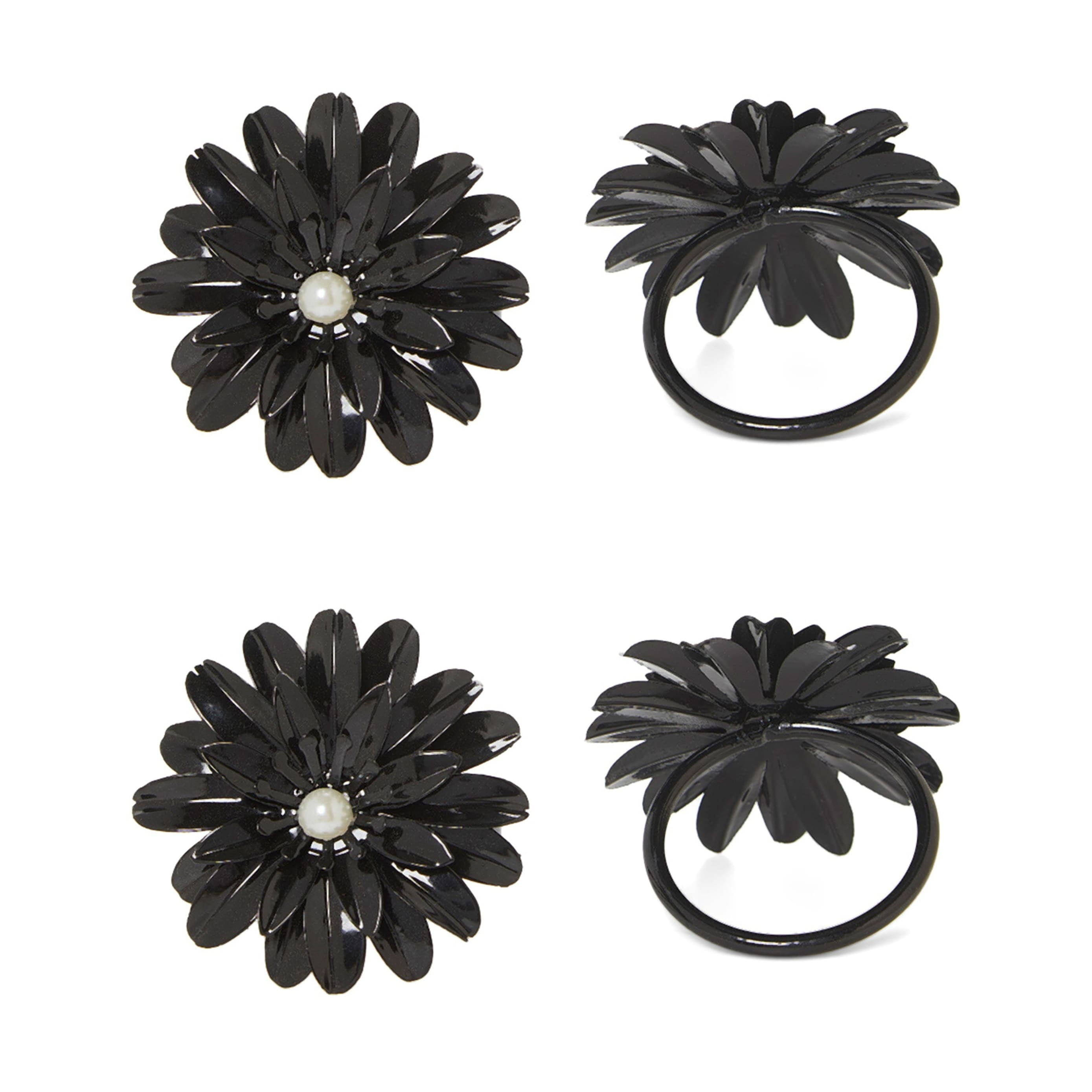 Classy R Us LLC Flower Napkin Rings Set of 8 (Black Pearl) - Walmart.com