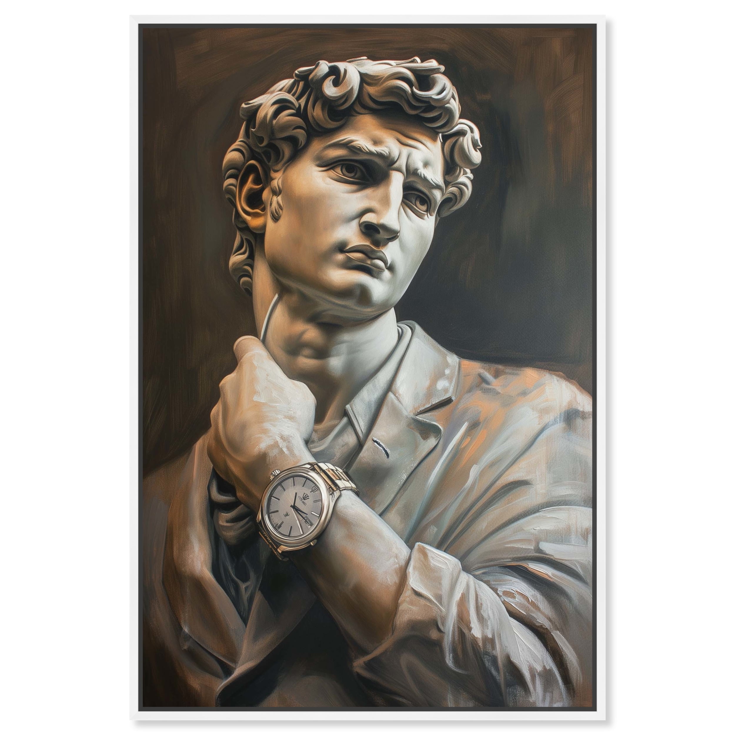 Classy Sculpture Men Style Man Cave Canvas Wall Art by Notoriart, White ...