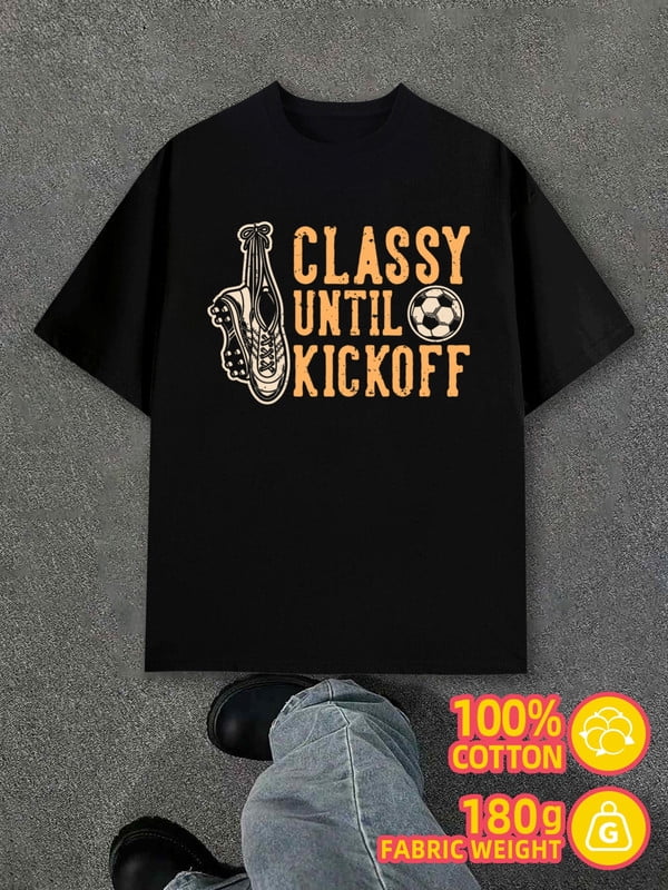 Classy Soccer Kickoff men's black 180G 100% Cotton Cool shirts,Funny ...