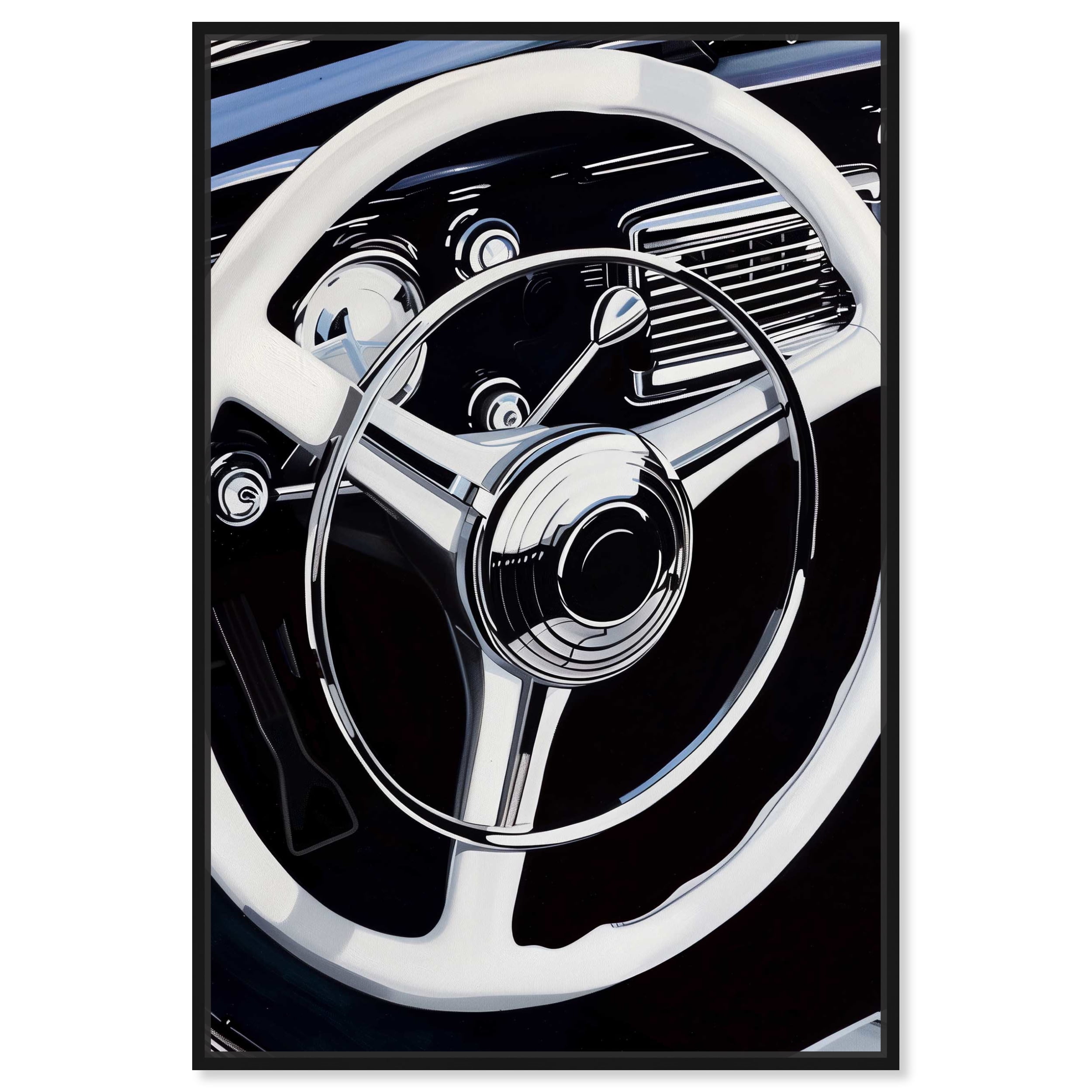 Classy Steering Wheel Car Canvas Wall Art by Notoriart, Black Floater ...