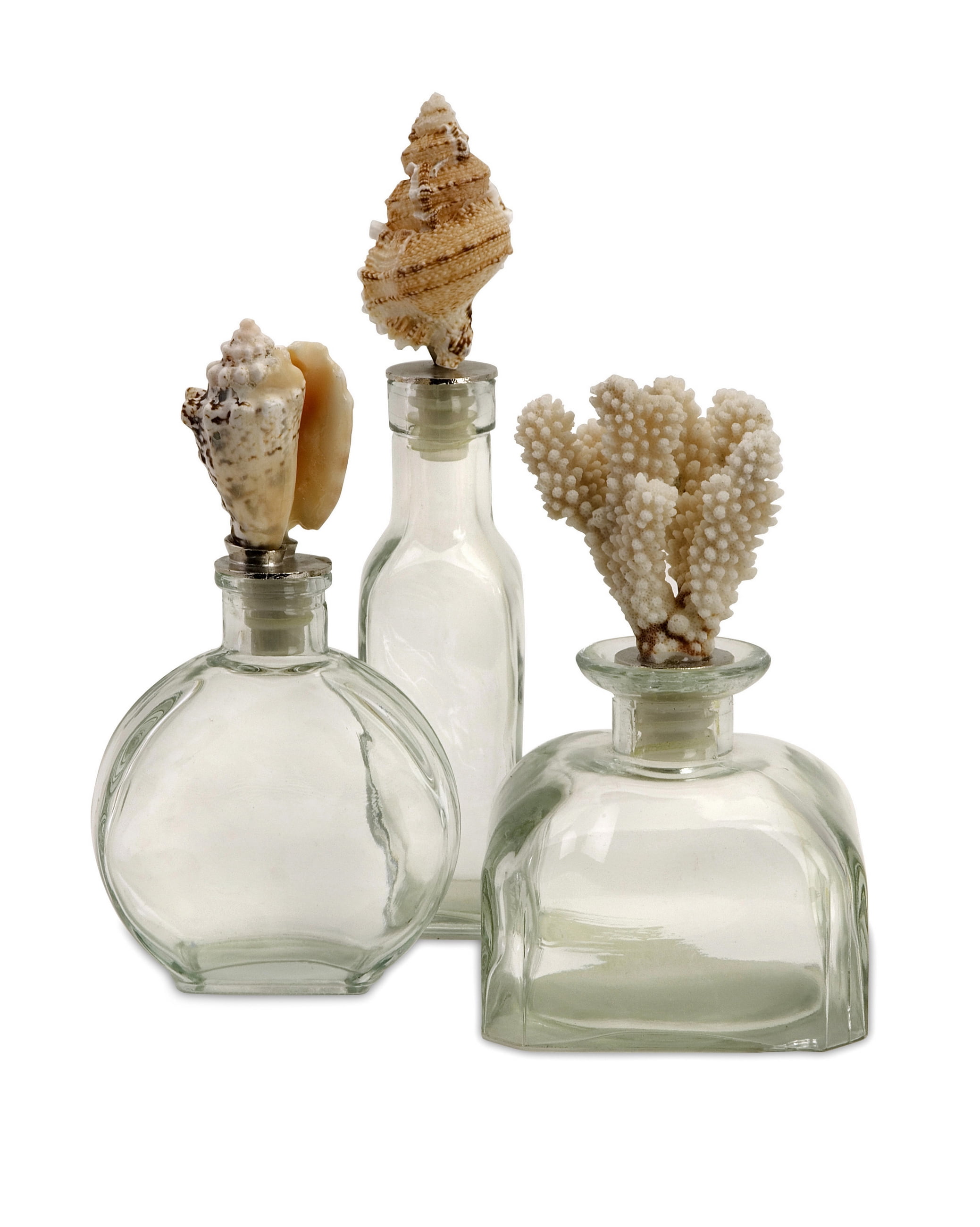 Classy Styled Shell Stopper Glass Bottles - Set of 3 - Walmart.com