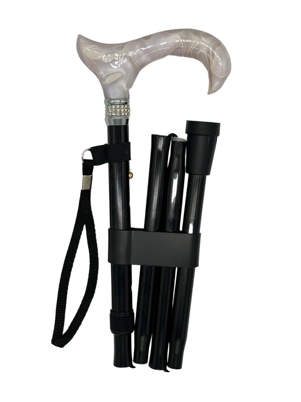 Classy Walking Canes Aluminium Folding Cane Black and White with ...