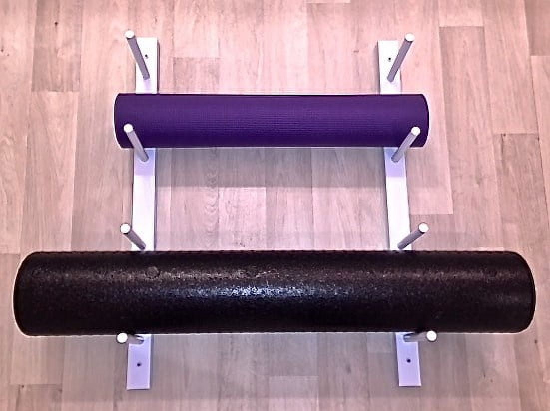 Class Wood Foam Roller & Yoga Mat Storage Rack. Easy Wall Mount. White ...
