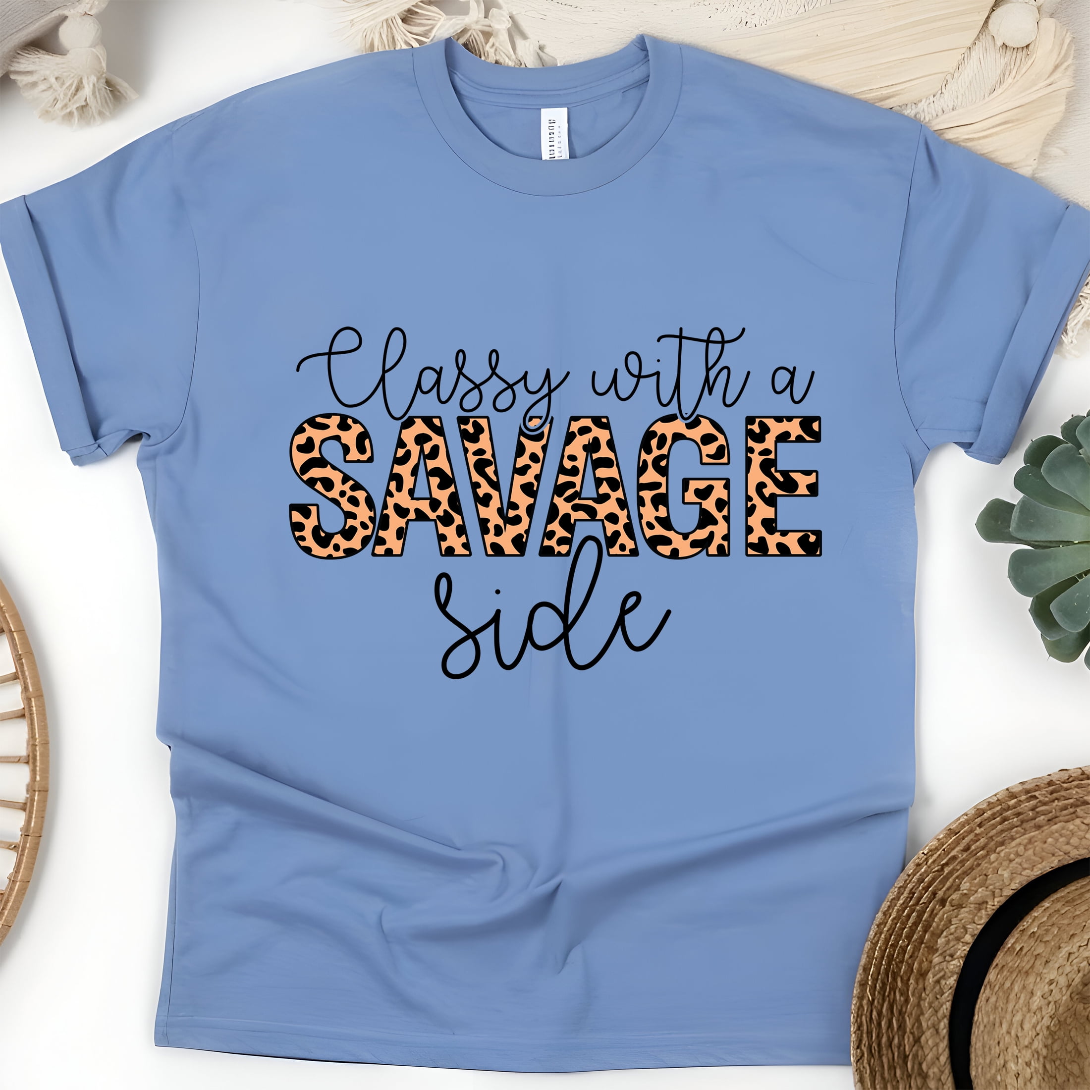 Classy with a Savage Side T-Shirt | Leopard Print Funny Women’s Tee ...