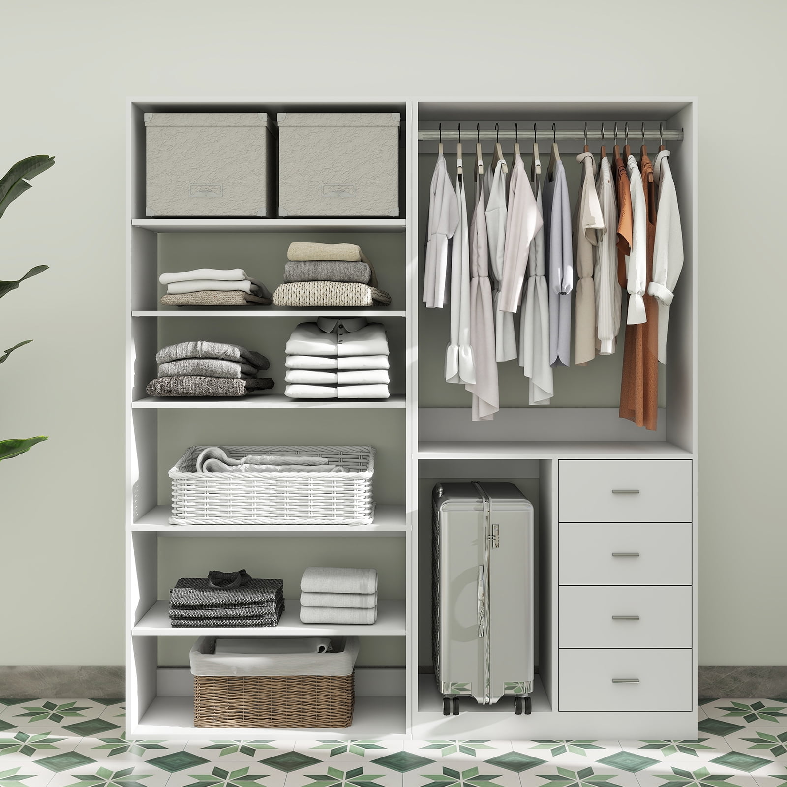 ClassyCabin Freestanding Closet System, Modern Walk In Closet Organizer ...