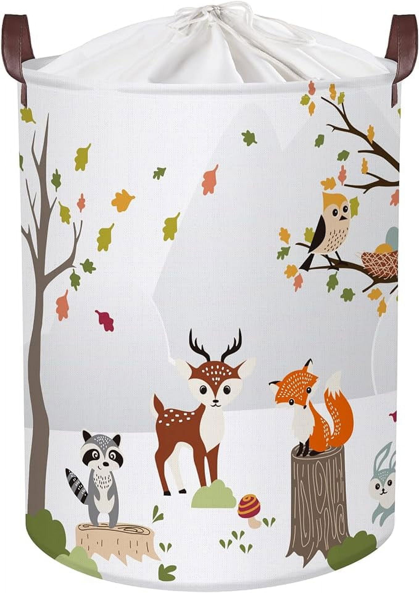 Clastyle 45L Woodland Animals Laundry Basket Collapsible Waterproof ...