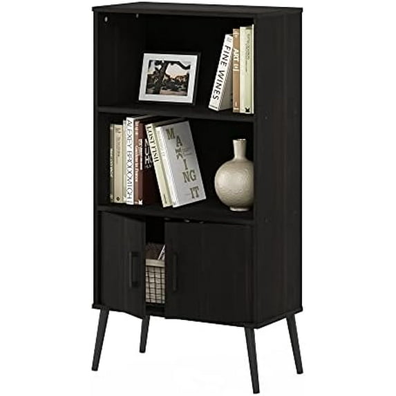 Claude Mid Century Style Accent Wooden Leg Bookcase Cabinet with ...