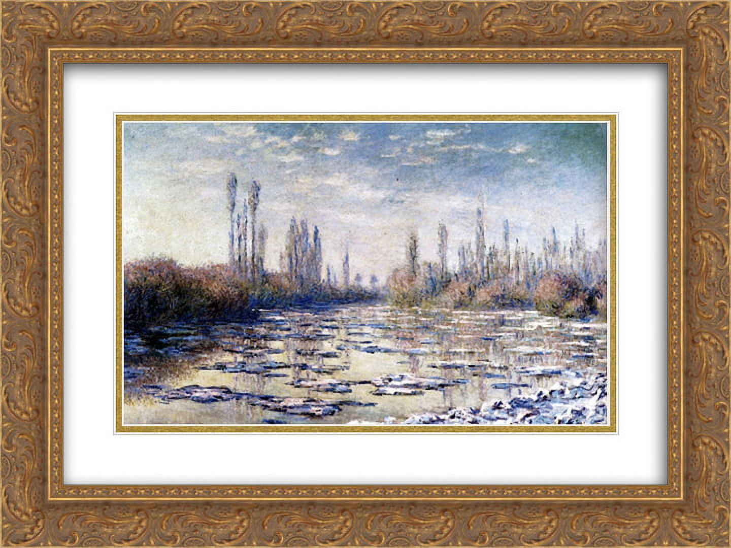 Claude Monet 2x Matted 24x20 Gold Ornate Framed Art Print 'Floating Ice ...