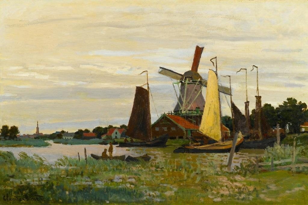 Claude Monet A Windmill Near Zaandam 1871 Oil On French Impressionist ...