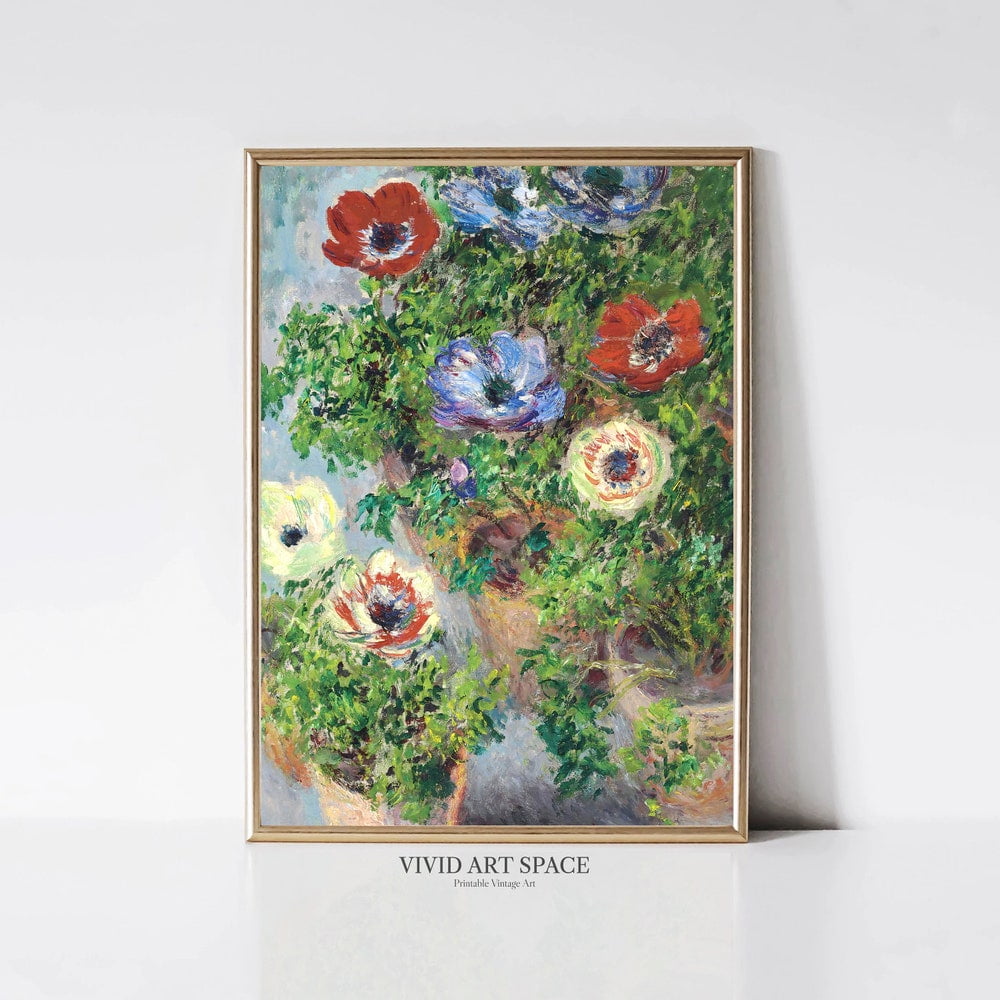 Claude Monet Anemones In Pot, Impressionist Landscape Painting, Flowers ...