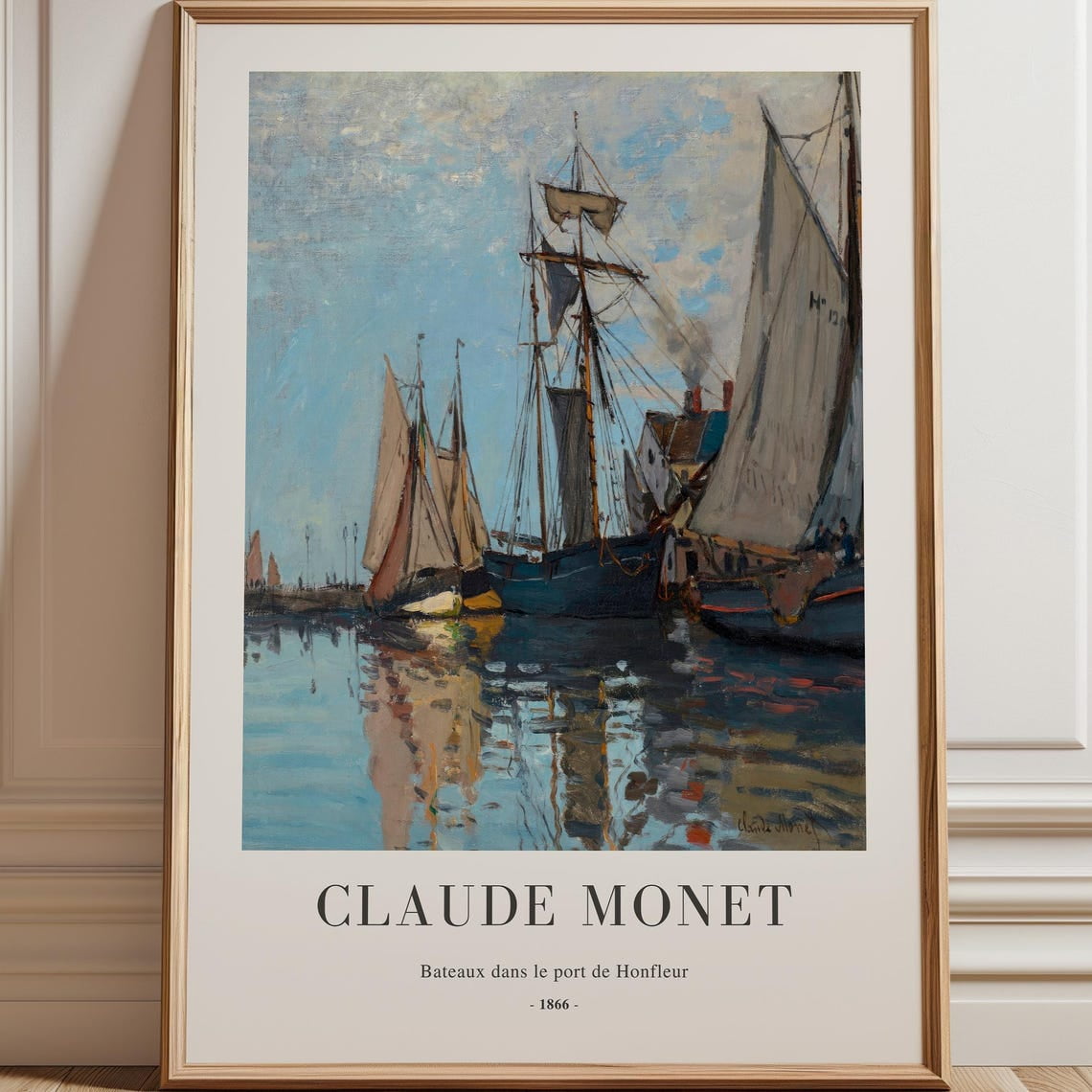 Claude Monet - Bateaux Dans Le Port De Honfleur 1866 Wall Art - Vintage ...