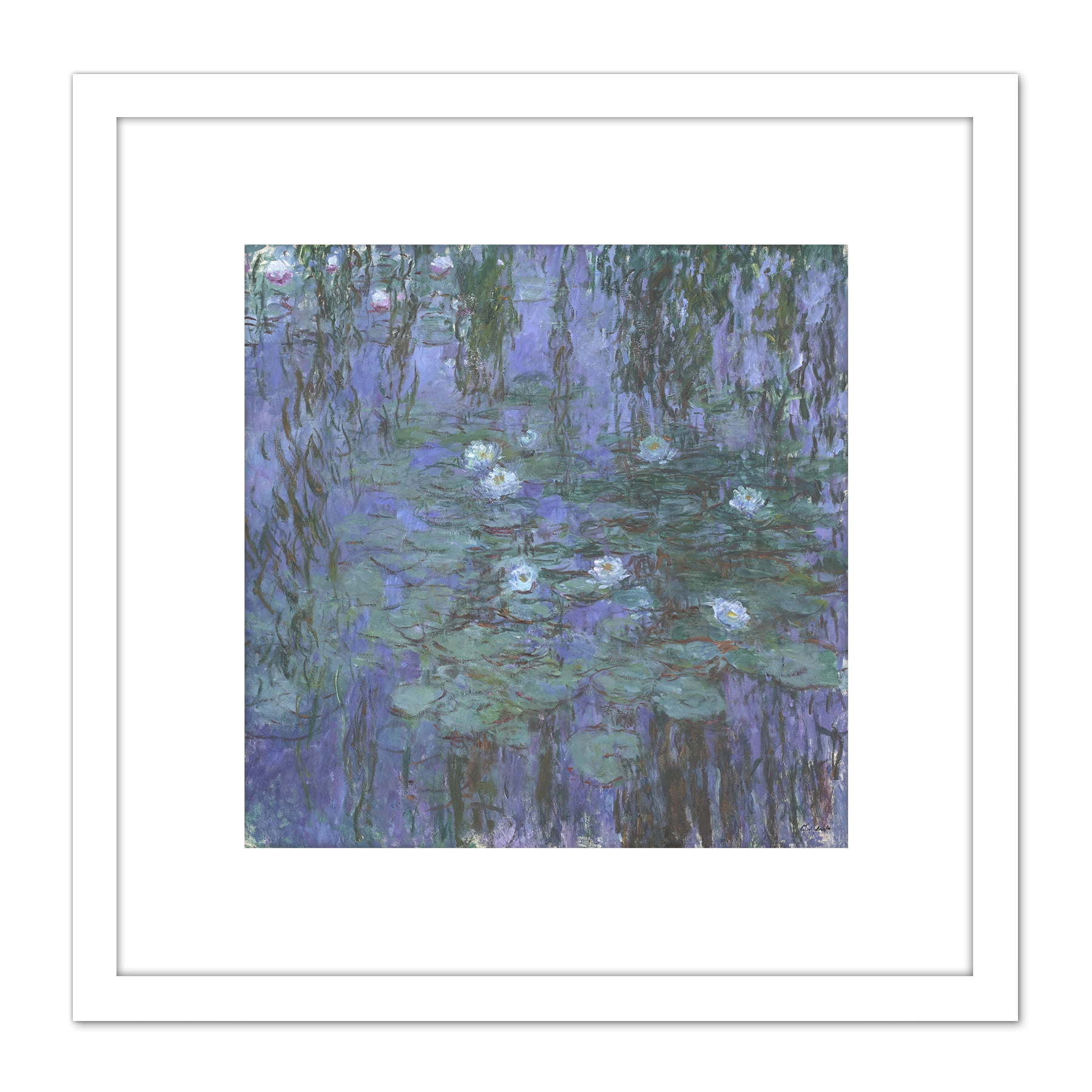 Claude Monet Blue Water Lilies Painting 8X8 Inch Square Wooden Framed ...