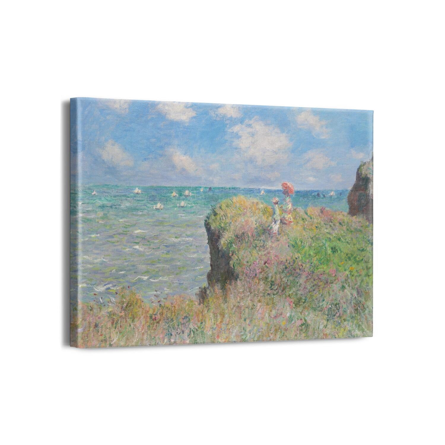 Claude Monet Canvas Wall Art - Cliff Walk at Pourville Classic Artwork ...