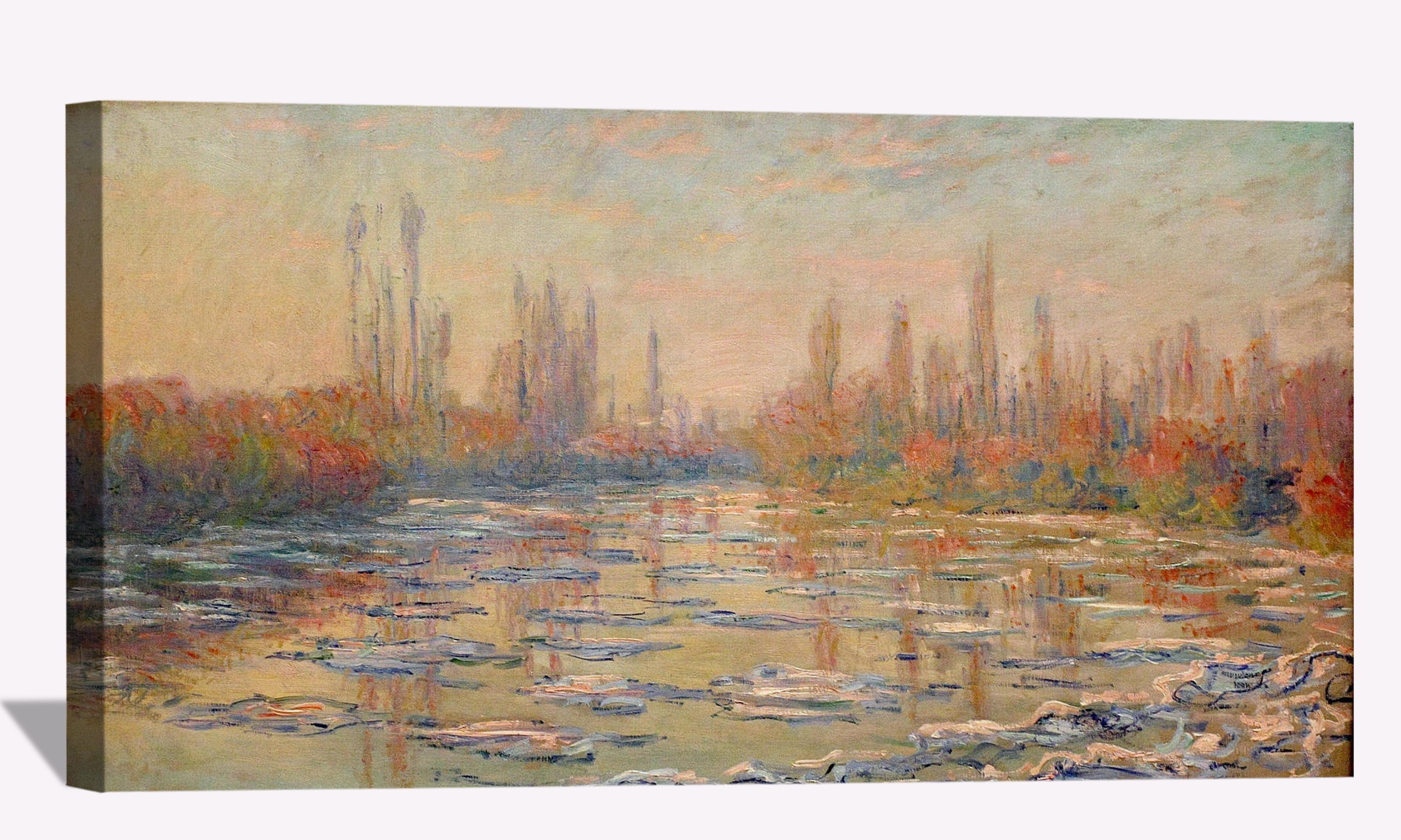 Claude Monet Canvas Wall Art Monet Floating Ice Framed Painting For ...