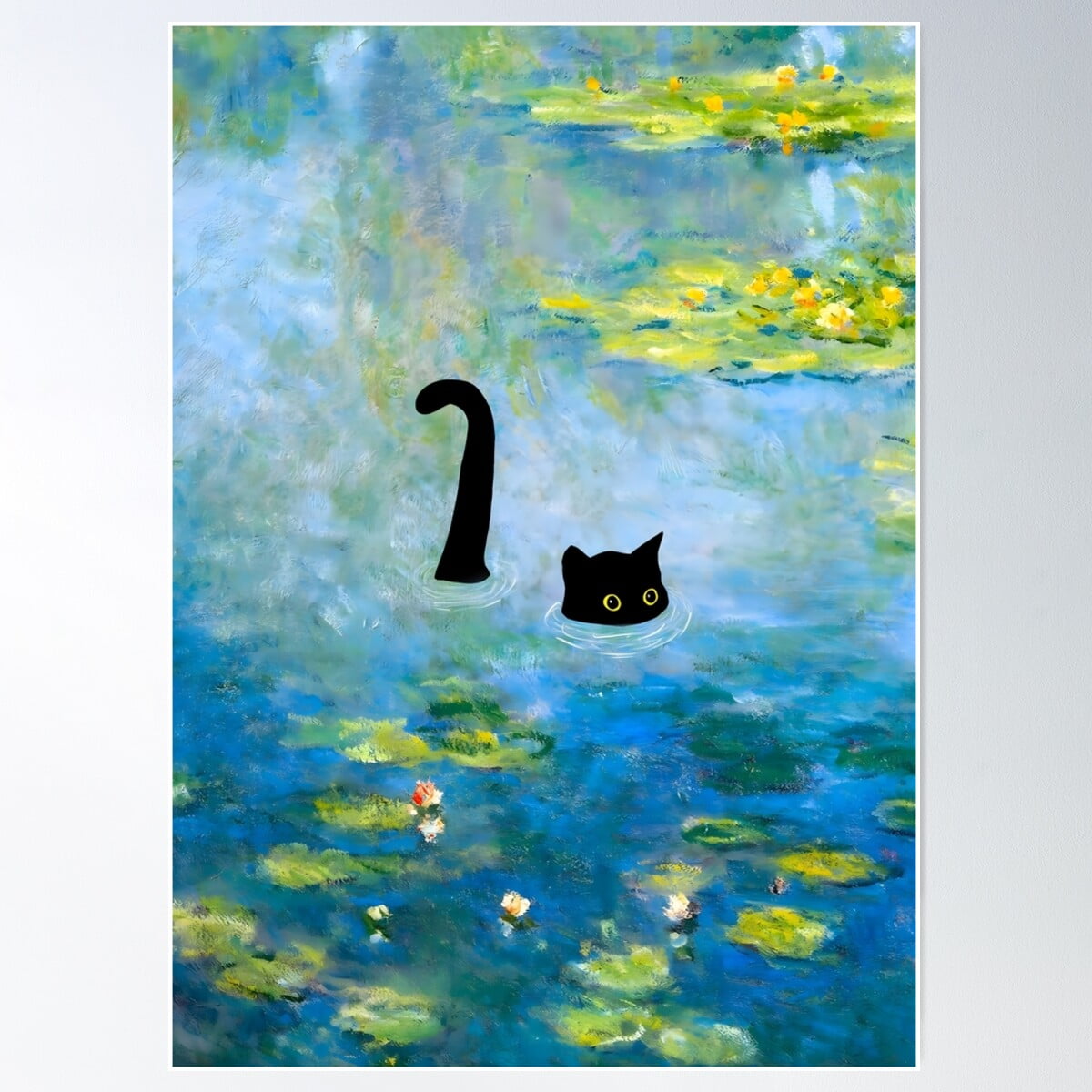 Claude Monet, Cat In Water Lilies, 1906 Poster Wall Art, Modern Wall ...