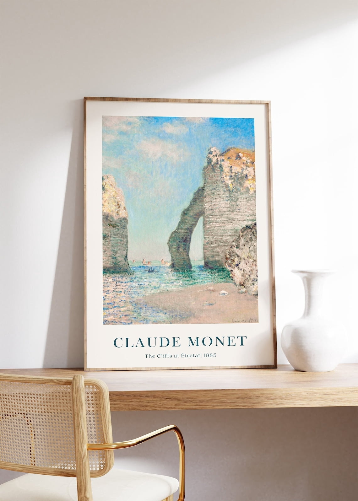 Claude Monet Cliffs At Etretat Impressionist Poster, Stretched Size ...