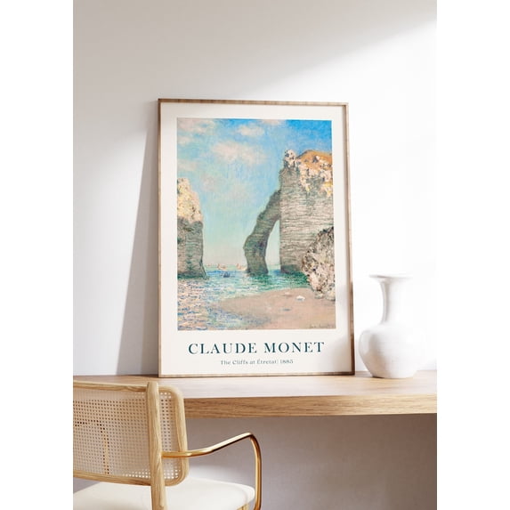 Claude Monet Cliffs At Etretat Impressionist Poster, Stretched Size ...
