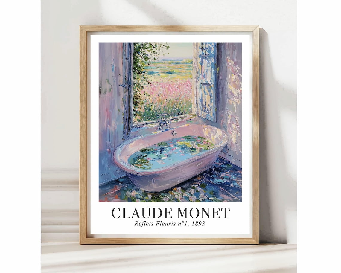 Claude Monet Countryside Bathtub Whimsical Bathroom Poster Art Unframed ...