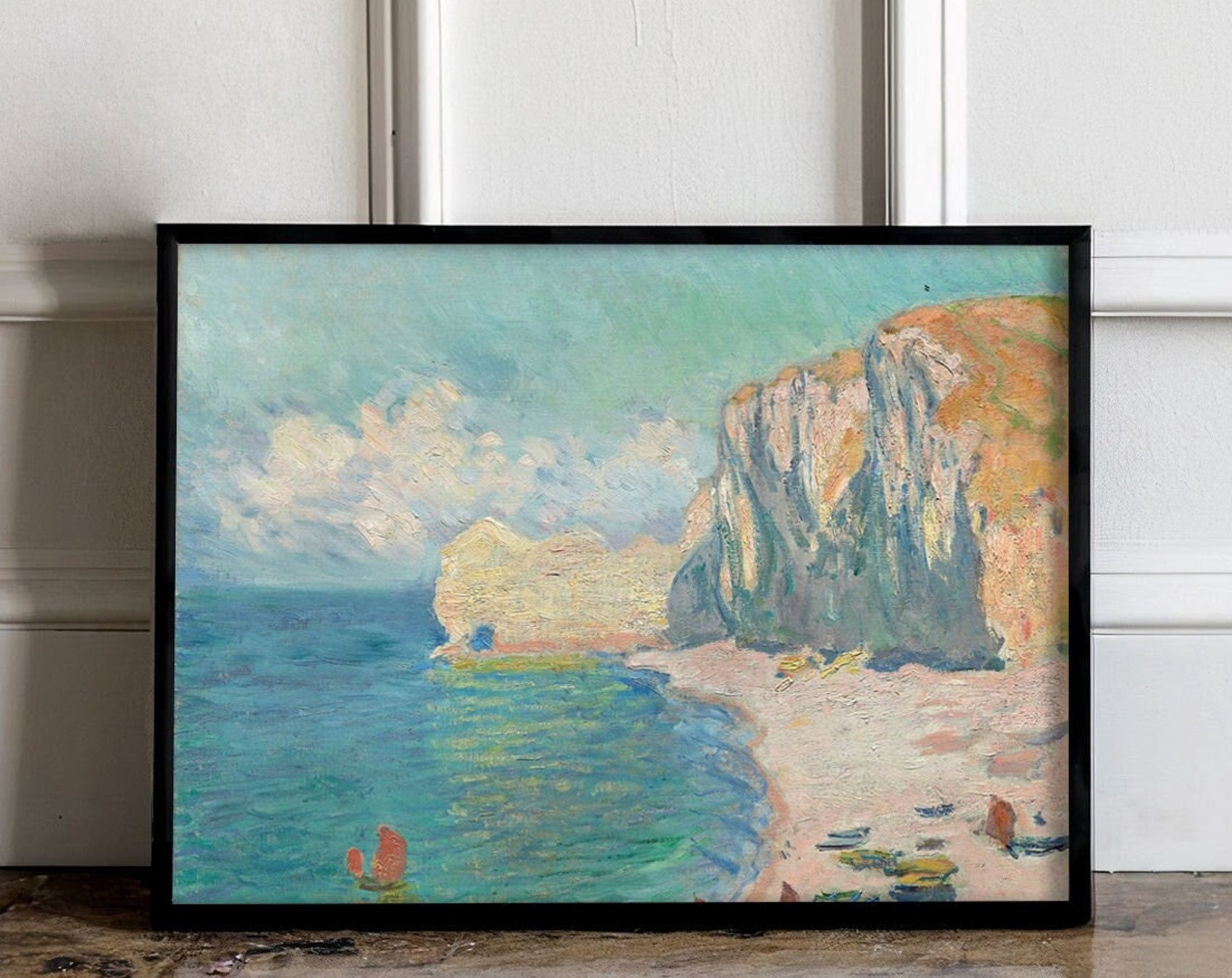 Claude Monet Exhibition Poster, The Beach and the Falaise d'Amont ...