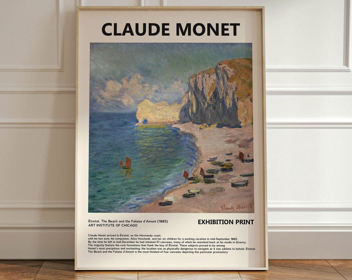 Claude Monet Exhibition Wall Art Print, Neutral Blue Abstract Vintage ...