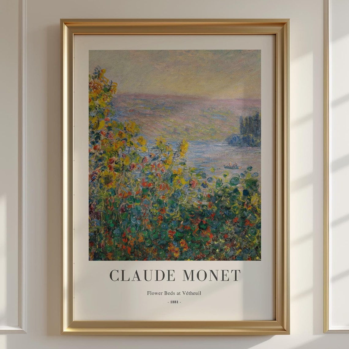 Claude Monet - Flower Beds At Vetheuil 1881 Wall Art - Antique Oil ...