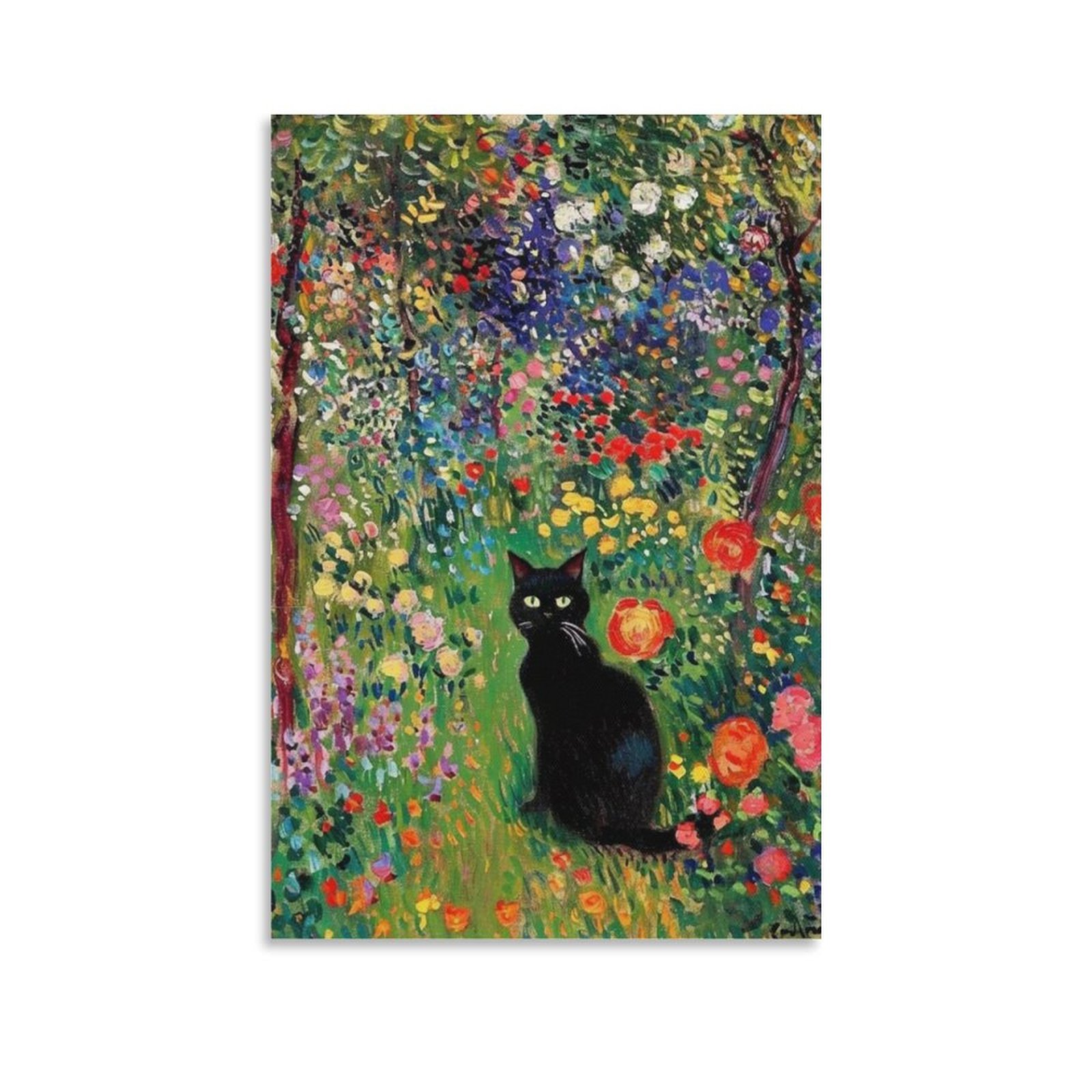 Claude Monet Garden Cat Wall Art, Claude Monet Cat Poster, Black Cat ...