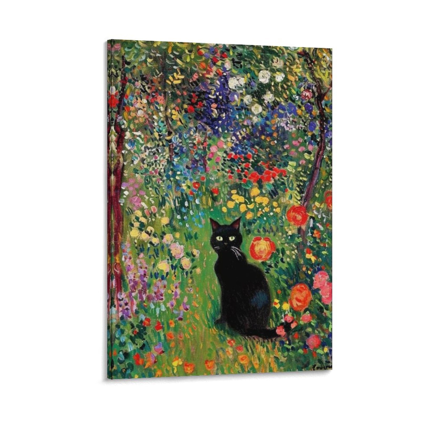 Claude Monet Garden Cat Wall Art, Claude Monet Cat Poster, Black Cat ...