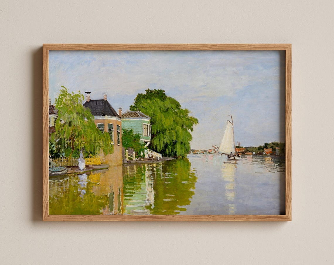 Claude Monet Houses On The Achterzaan Impressionist Landscape Art Print ...