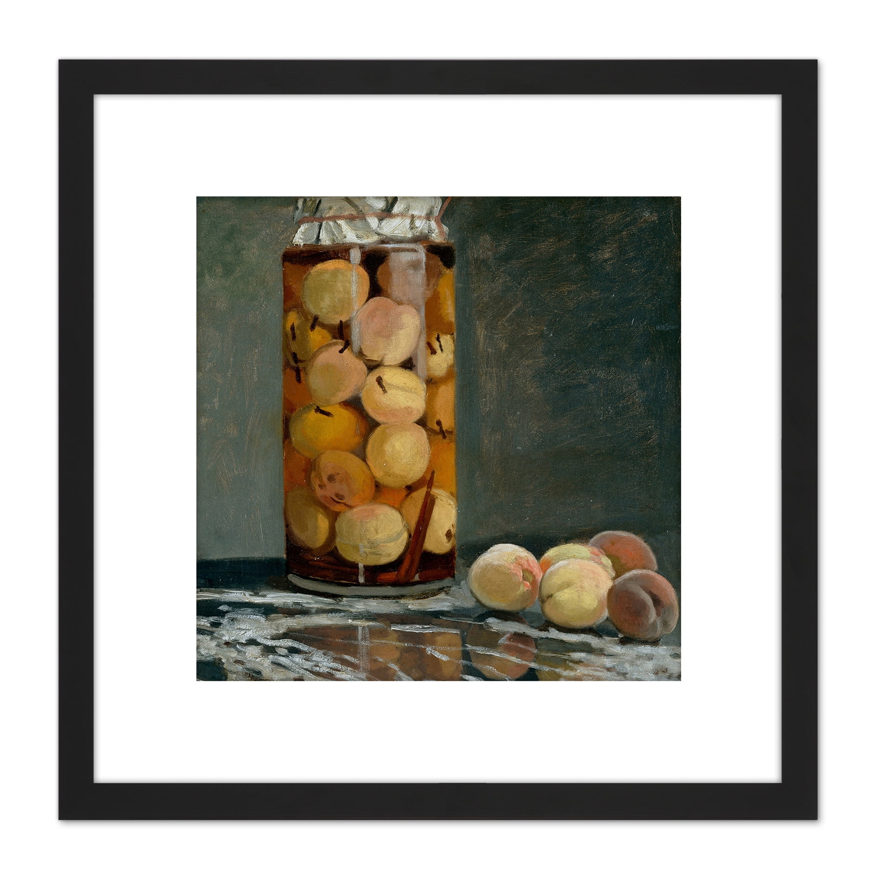 Claude Monet Jar Of Peaches Painting 8X8 Inch Square Wooden Framed Wall ...