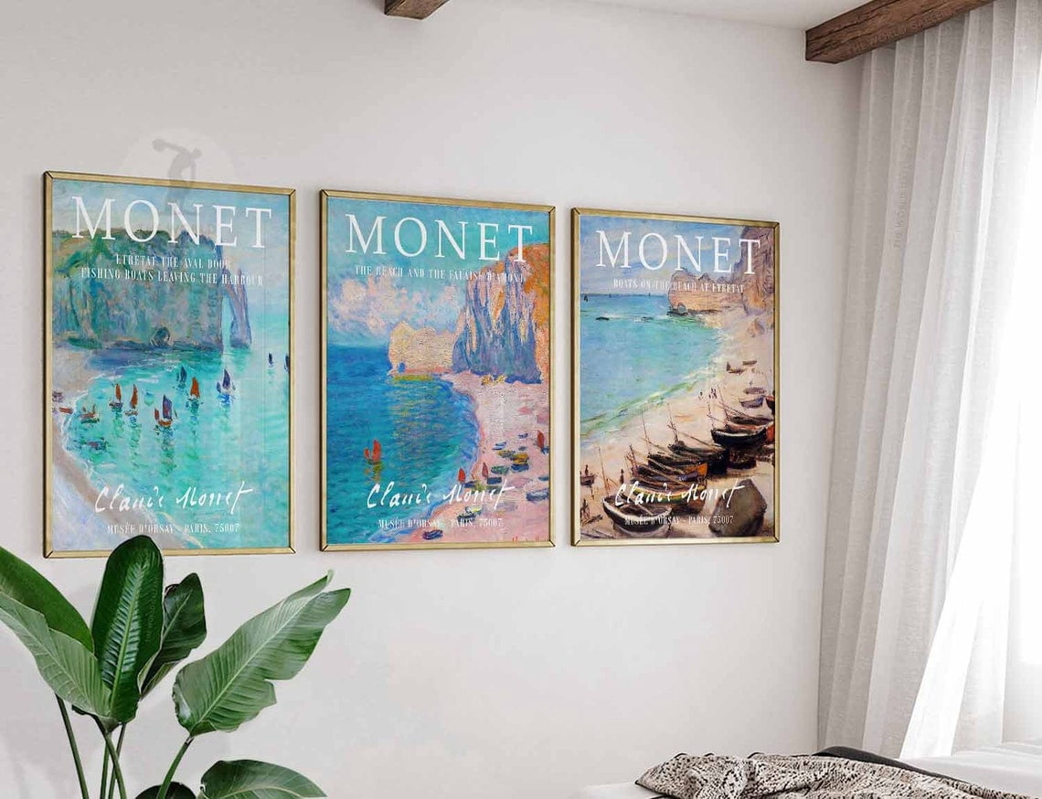 Claude Monet Monet Art Prints Floral Wall Art Decor Exhibition Art Set ...