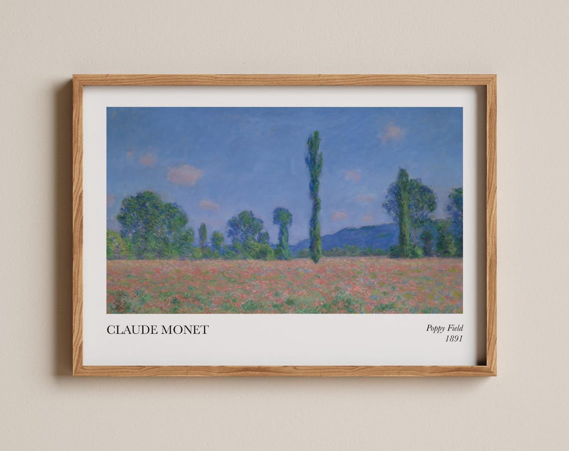 Claude Monet Poppy Field Print, Impressionist Floral Landscape, 1891 ...