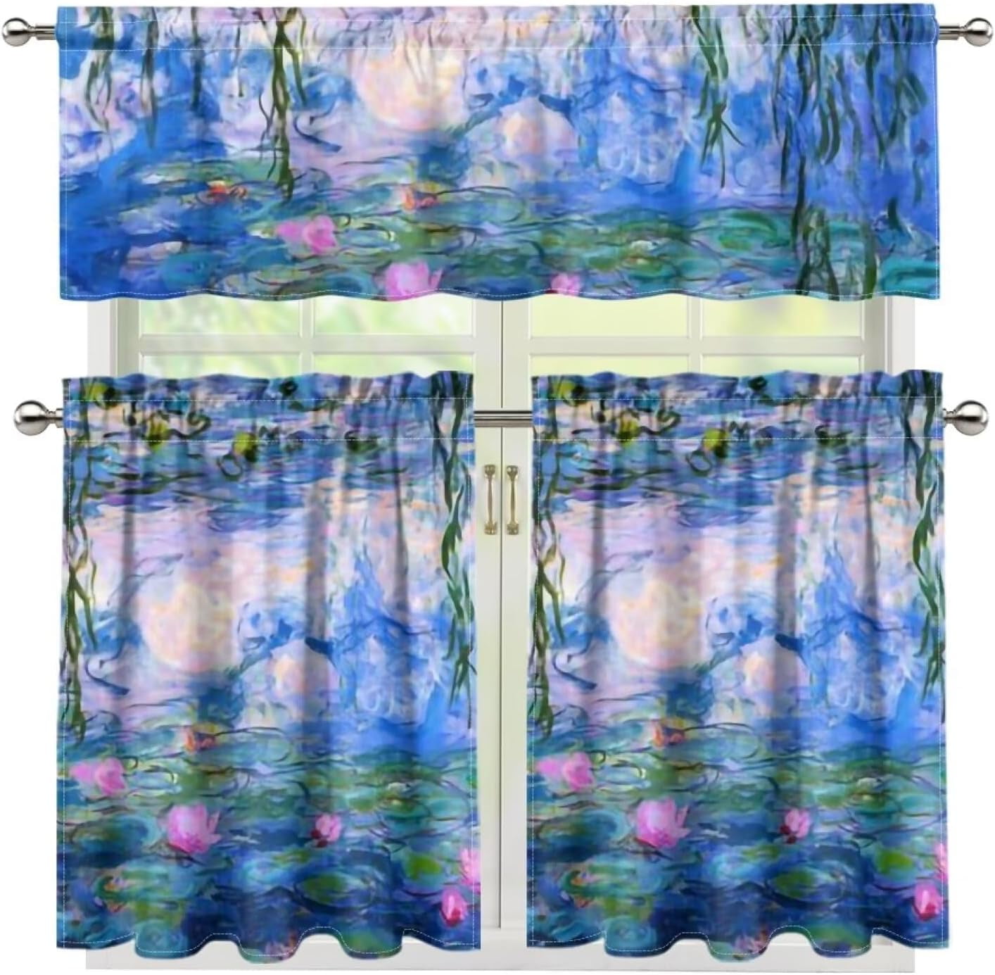 Claude Monet Poster Kitchen Curtains and Valances Set Tier Curtains 24 ...