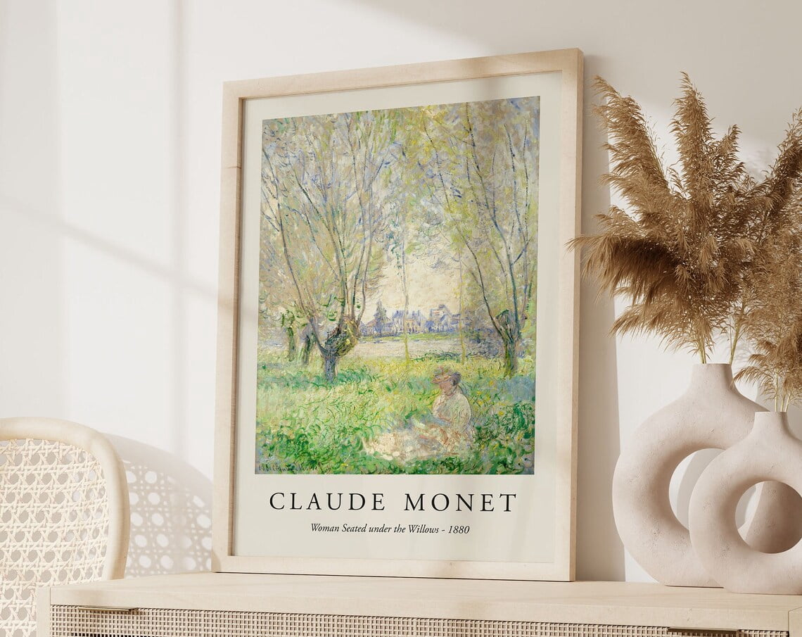 Claude Monet Poster, Woman Seated Under Willows, Vintage Painting ...
