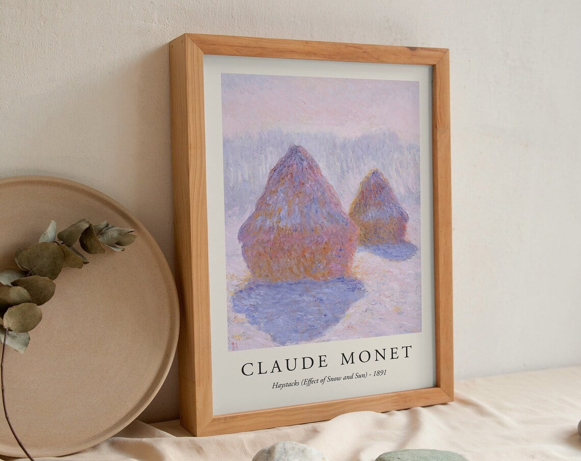 Claude Monet Print, Haystacks Effect Of Snow And Sun, Vintage Abstract ...