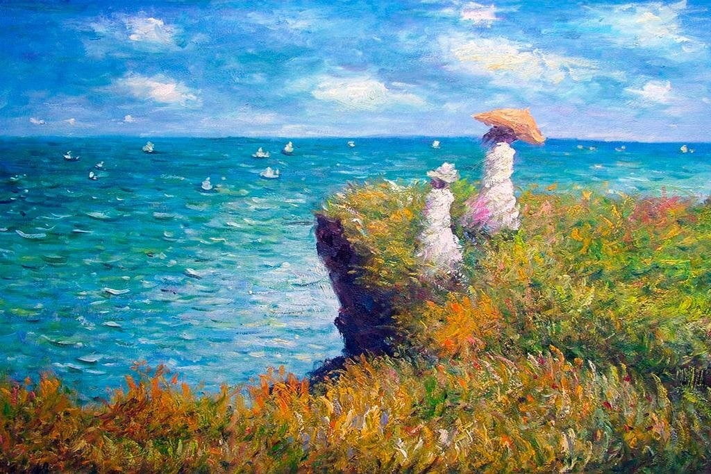 Claude Monet The Promenade On The Cliff Impressionist Art Posters ...