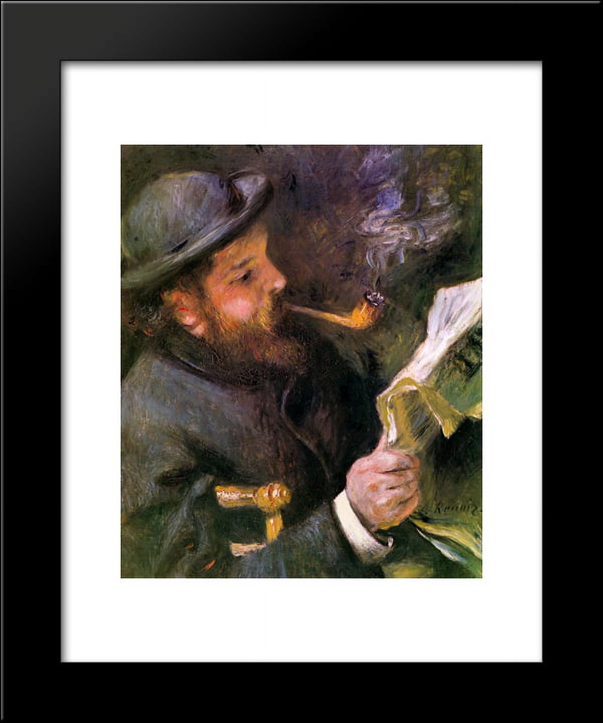 Claude Monet Reading 20x24 Framed Art Print by Renoir, Pierre Auguste ...