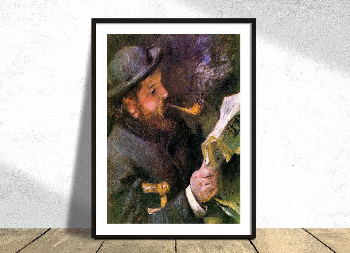Claude Monet Reading Pierre Auguste Renoir Vintage Poster Old ...