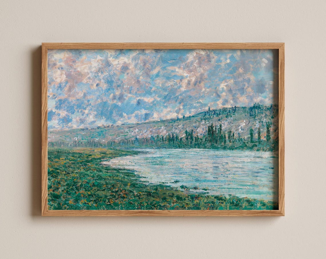 Claude Monet - The Seine At Vétheuil, Impressionist River Landscape ...