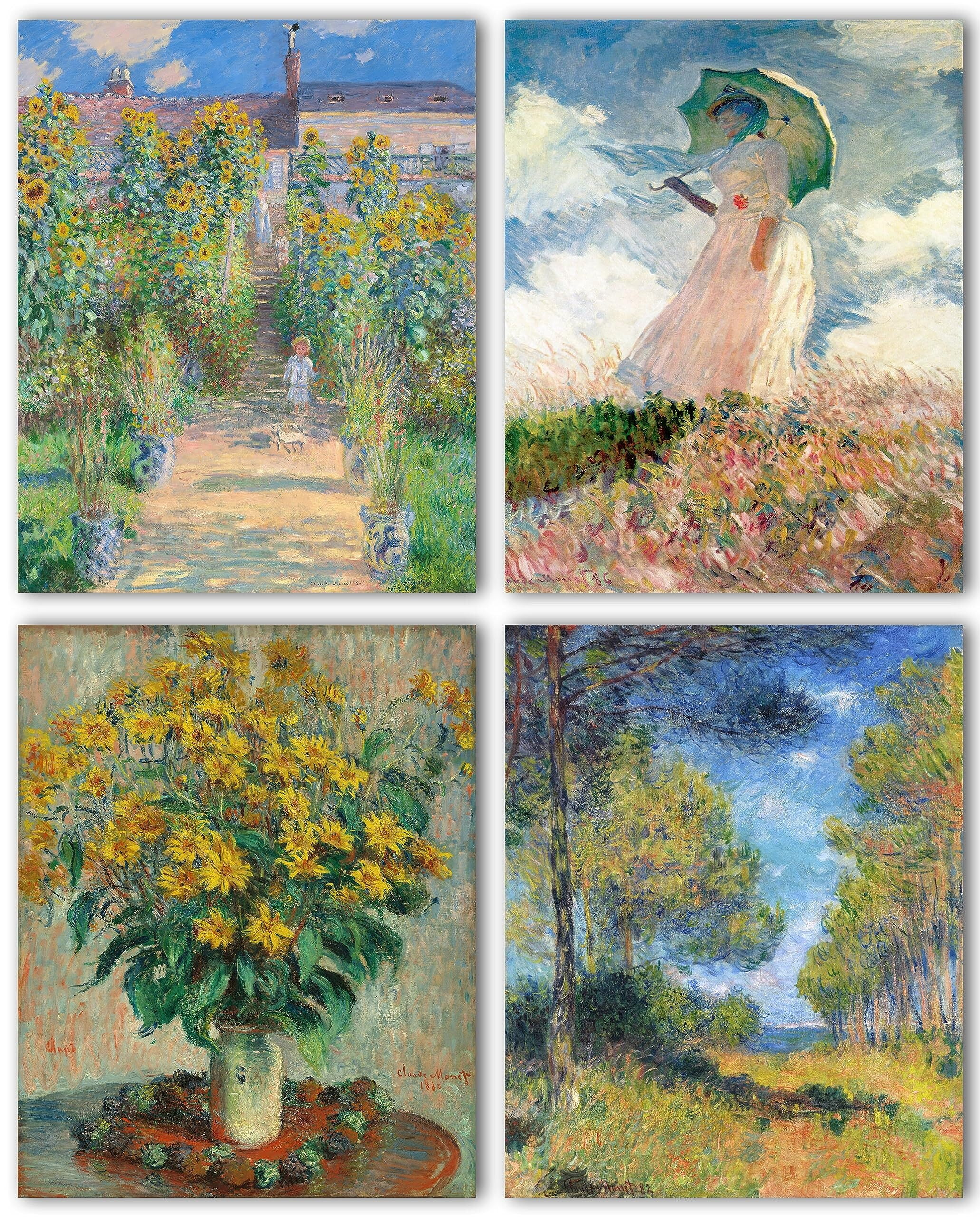 Claude Monet Set Of 4 Fine Art Paintings Famous Artwork Wall Art ...