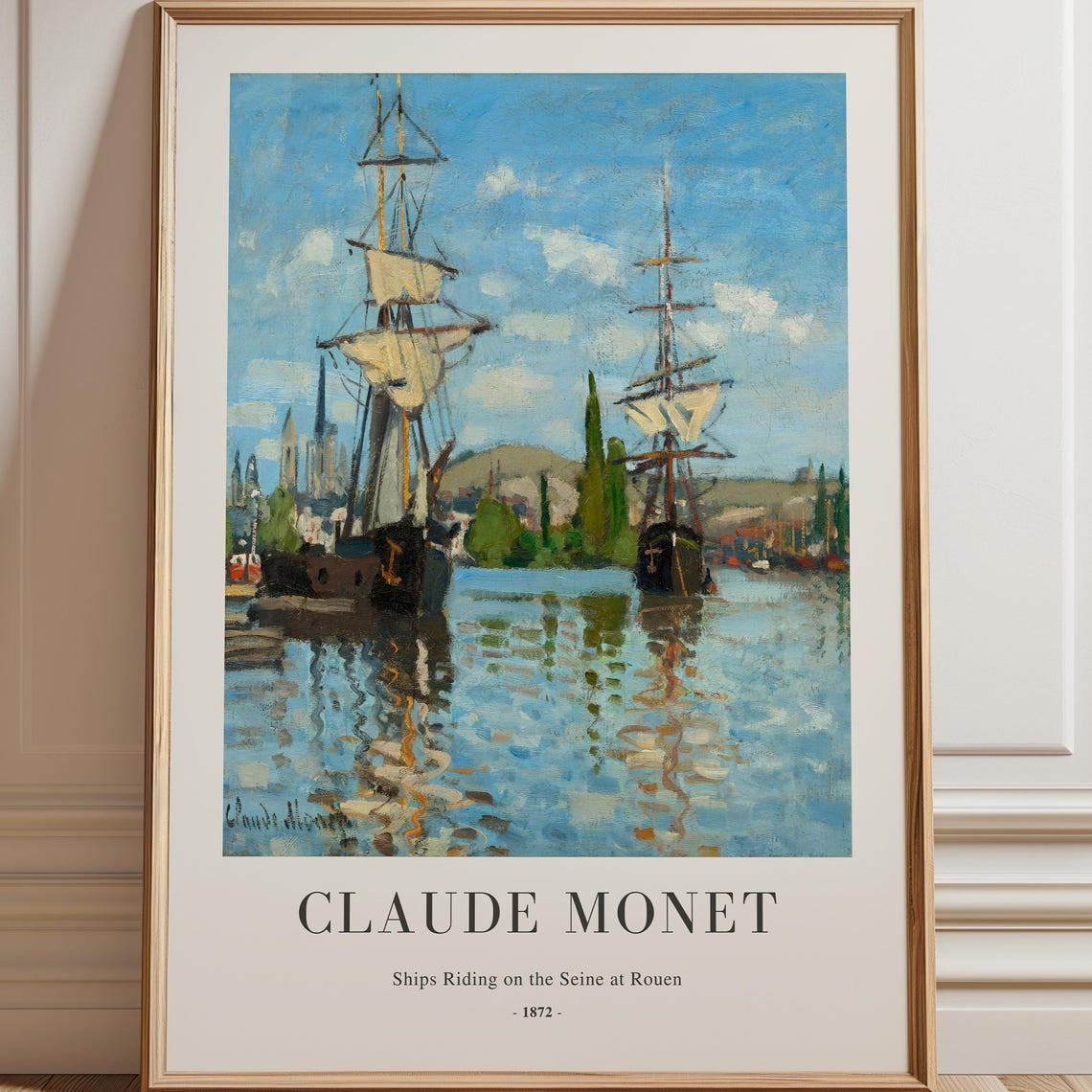 Claude Monet - Ships Riding On The Seine At Rouen 1872 Wall Art ...